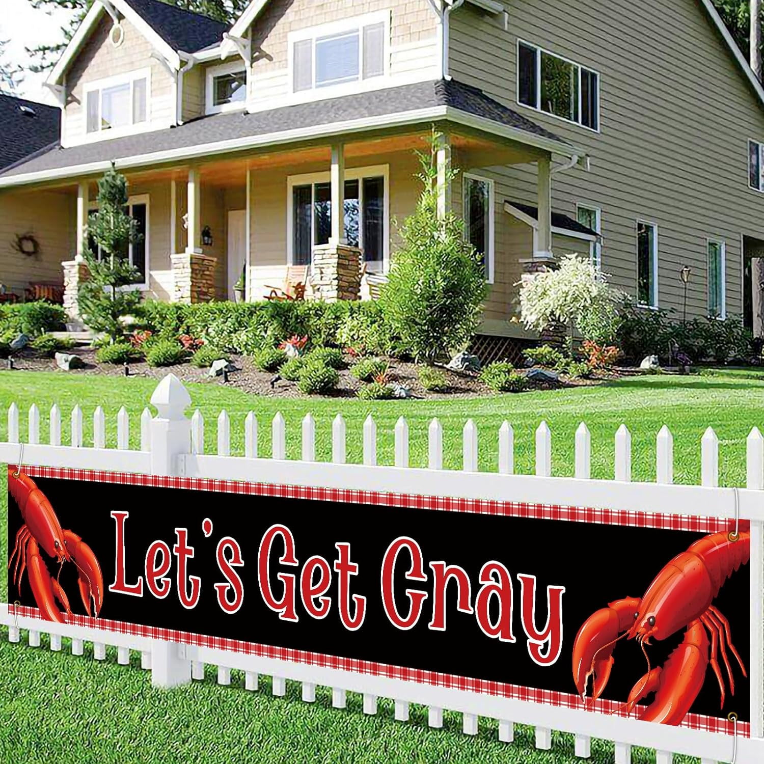 Let's Get Cray Fence Large Banner,Crawfish Party Decorations,Crawfish ...