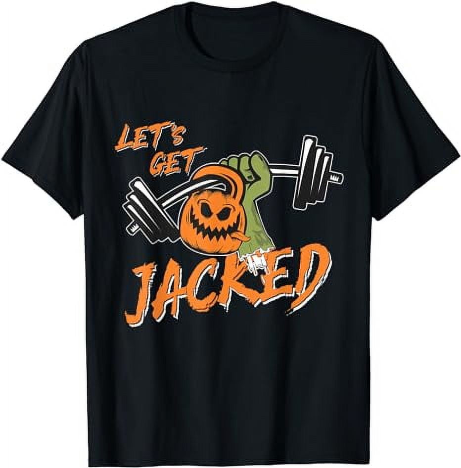 Let's Get Jacked Halloween Gym Training Jack O Lantern T-Shirt ...