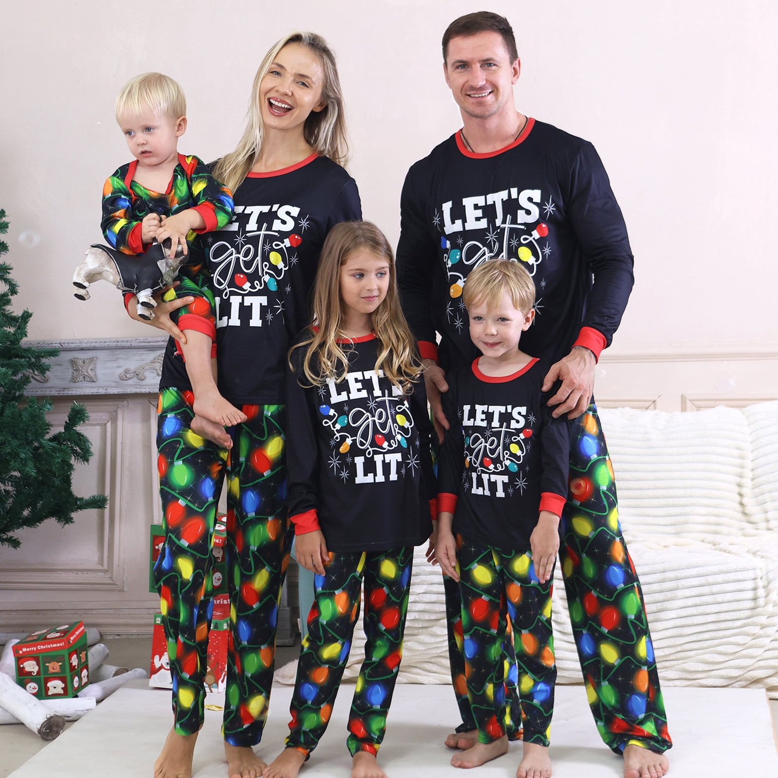 "Let’s Get Lit" Family Christmas Pajamas Matching Sets – 2 Piece ...