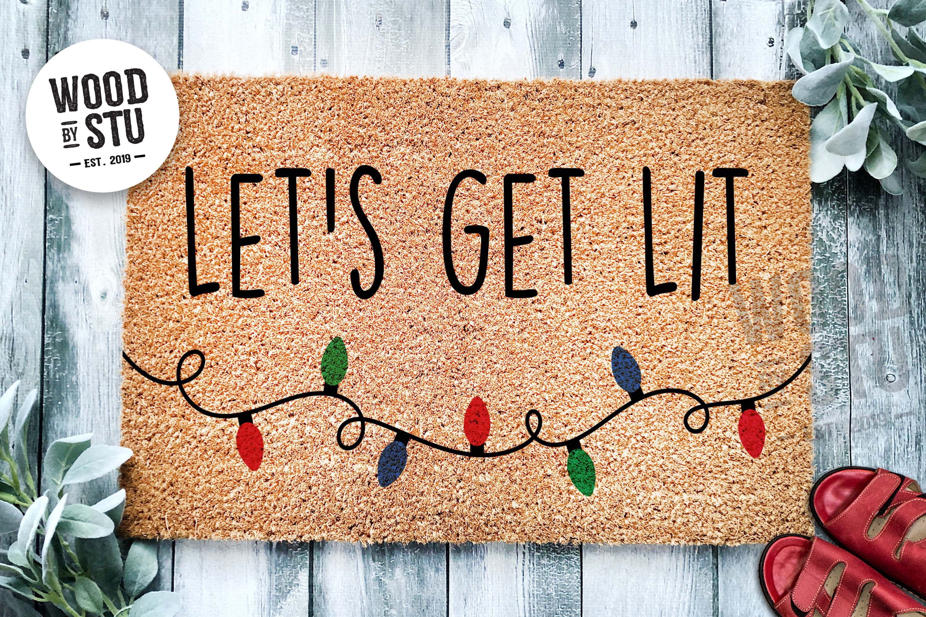 Let's Get Lit Funny Christmas Door Mat | Funny Christmas Doormat ...