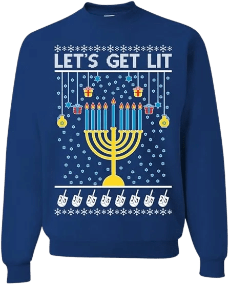 Let's Get Lit Top Koala Heavy Blend Ugly Chanukah Sweater - Walmart.com
