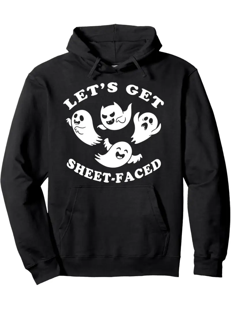 Let's Get Sheet Faced Flying Ghost Halloween Pullover Hoodie, Trendy ...