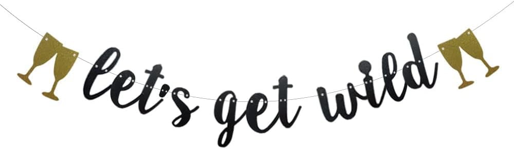 Let's Get Wild Banner,Black Glitter Paper Party Decorations for ...