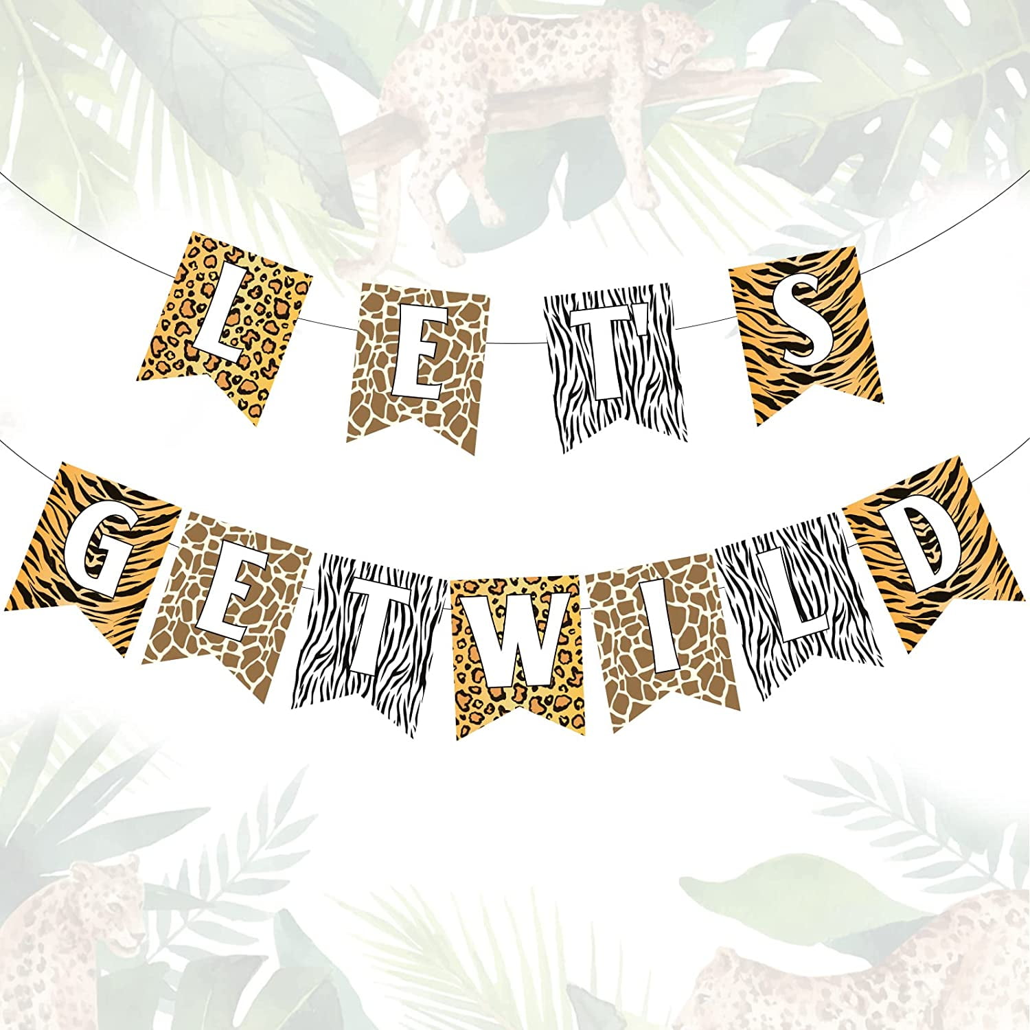 Let's Get Wild Banner Cheetah Print Banner Leopard Hang Garland for ...