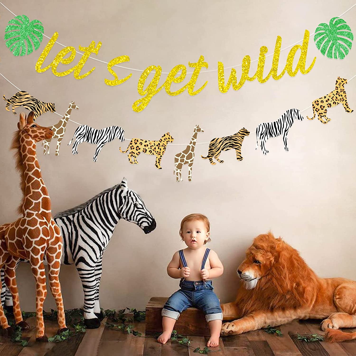 Let's Get Wild Banner Gold Glitter Jungle Animal Print Cheetah Garland ...
