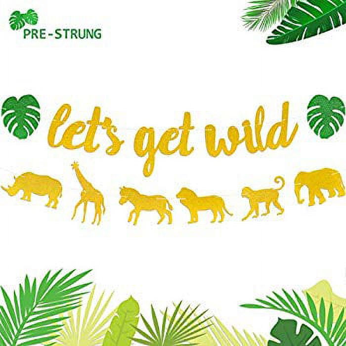 Let's Get Wild Banner Jungle Safari Animal Garland Zoo Themed Baby ...