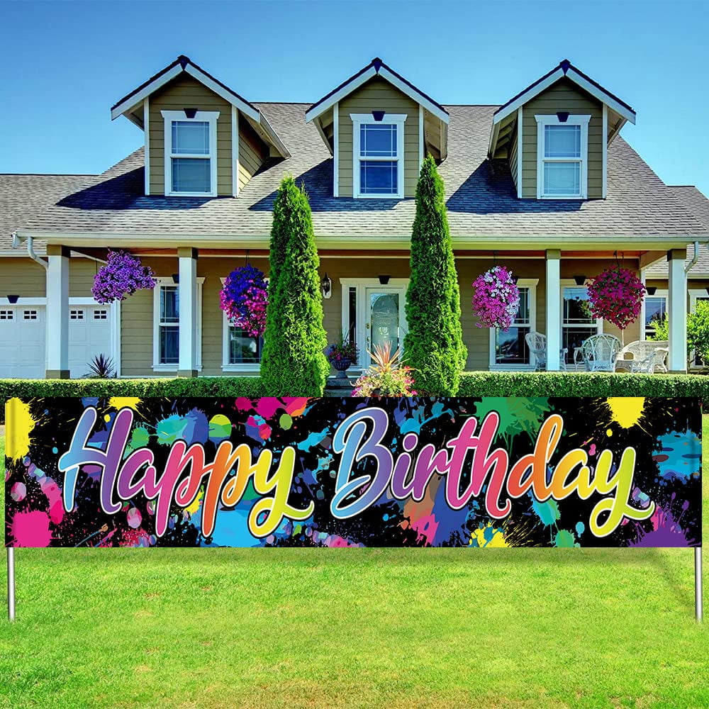 Let’s Glow Crazy Banner Party Supplies Neon Birthday Door Banners Decor ...