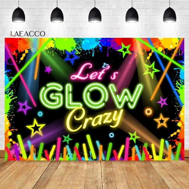 Let's Glow Party Backdrop Colorful Splatter Laser Ray Shining Star ...
