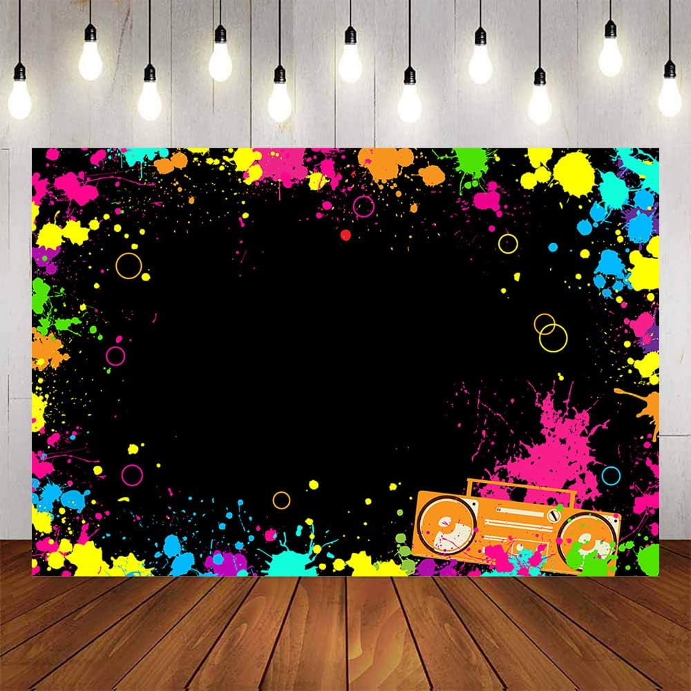 Let's Glow Splatter Photo Background Glow Neon Party Backdrop ...