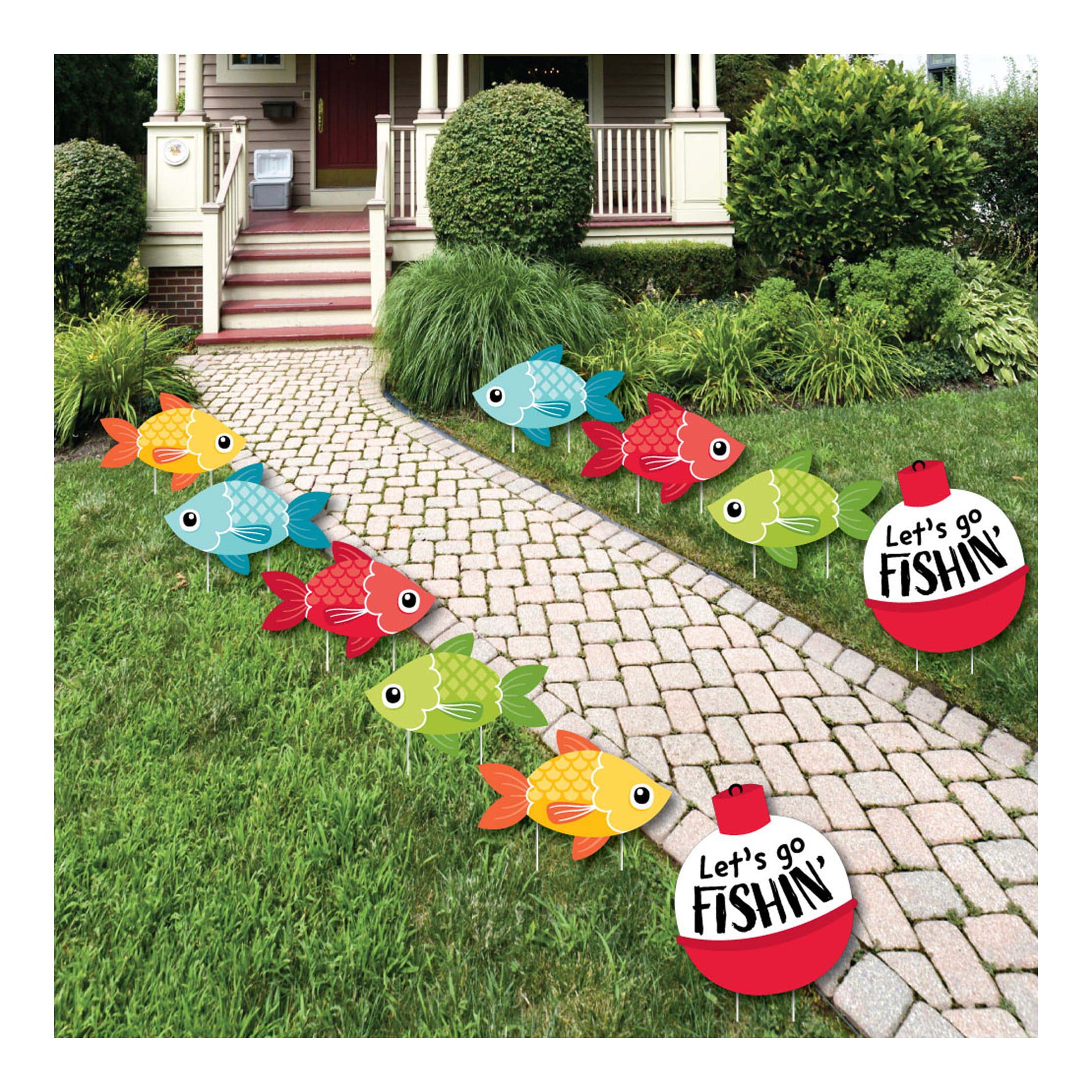 Let's Go Fishing - Bobber Lawn Decorations - Outdoor Fish Themed ...