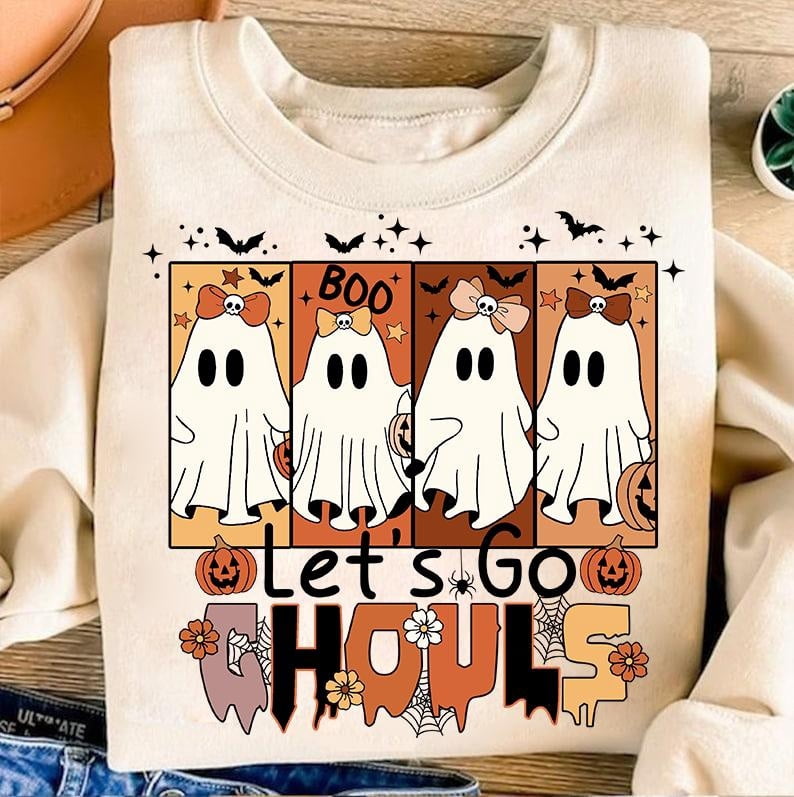 Let’s Go Ghouls Sweater, Spooky Season Witch Ghost Boo Halloween ...
