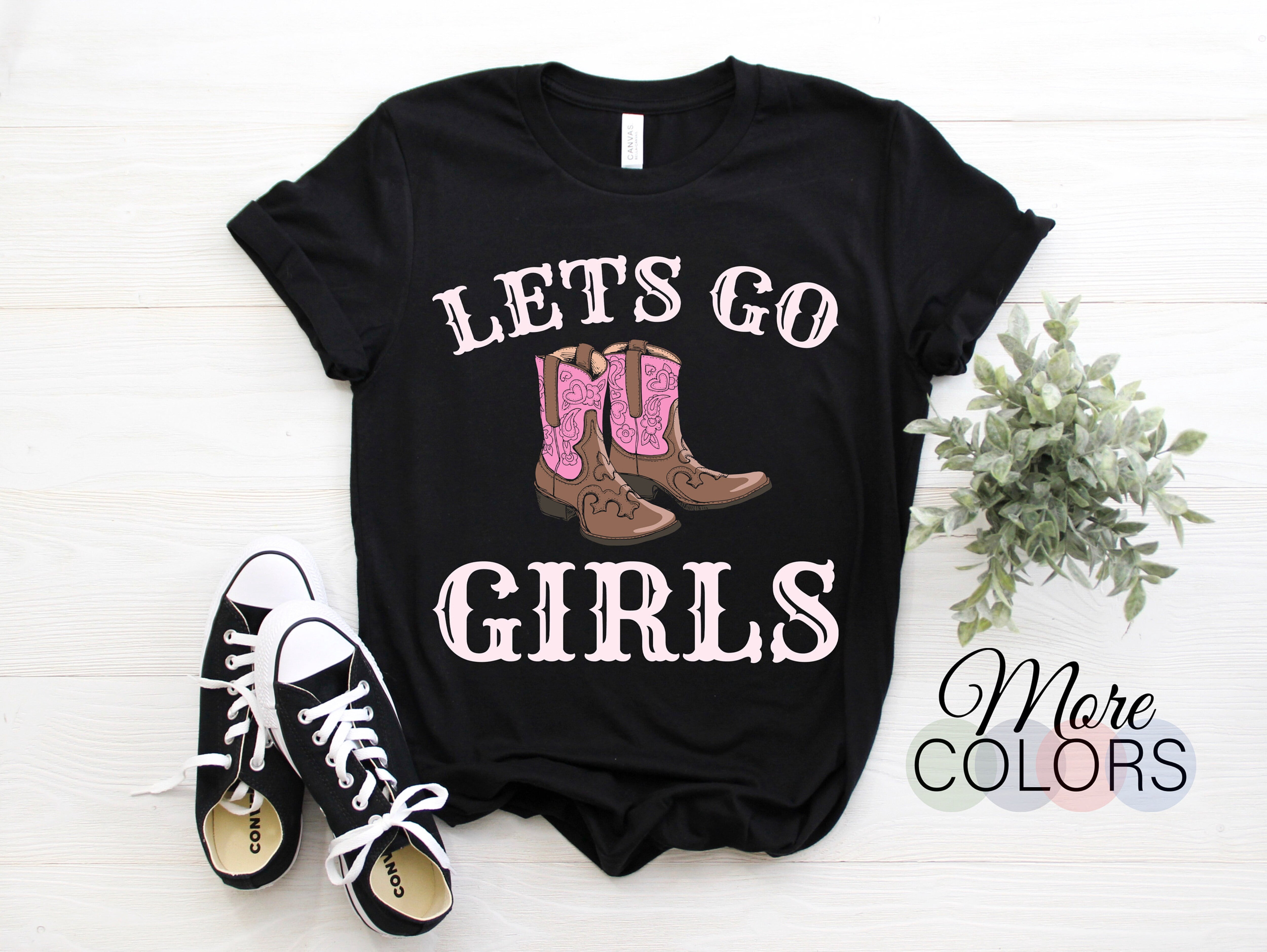 Let's Go Girls Vintage Western Country Cowgirl Boot Southern T-Shirt ...