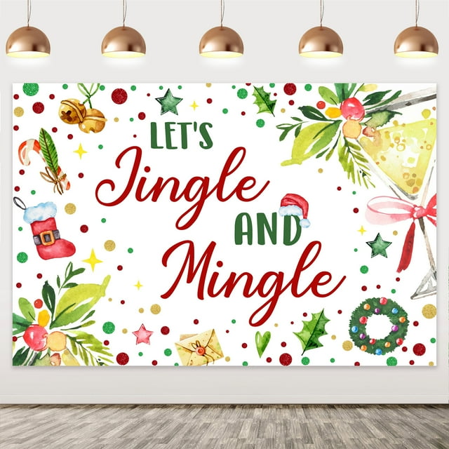 Let's Jingle and Mingle Christmas Party Backdrop Party Decoration ...