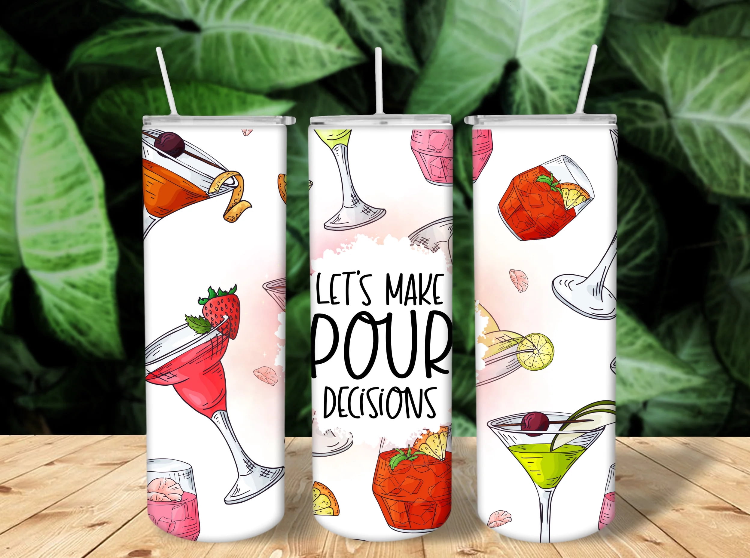 Let's Make Poor Decisions Funny Drinking Tumbler Cup with Straw and Lid ...