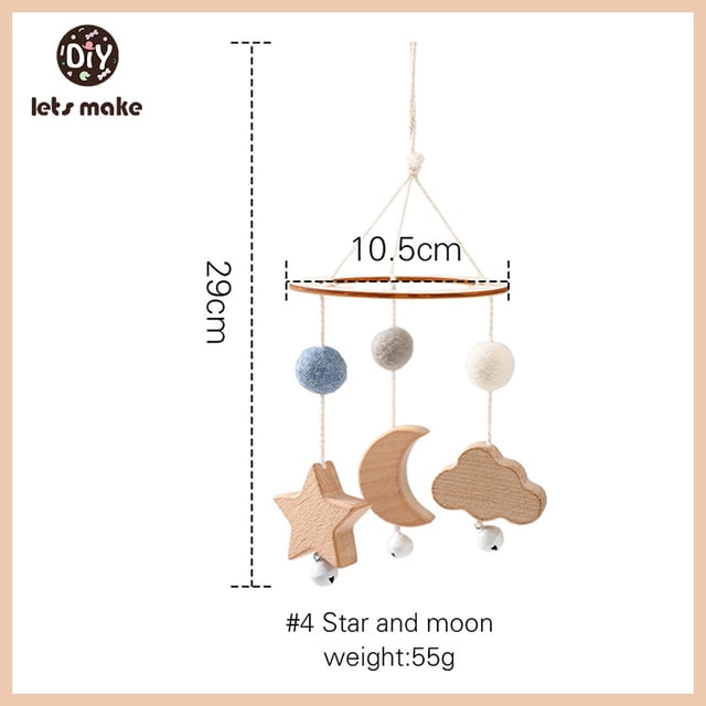 Let‘s Make Wooden Baby Rattles Soft Felt Cartoon Bear Cloudy Star Moon ...