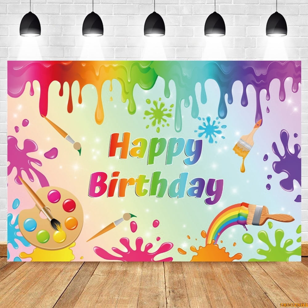 Let's Paint Backdrop Watercolor Graffiti Baby Kid Birthday Party Dress ...