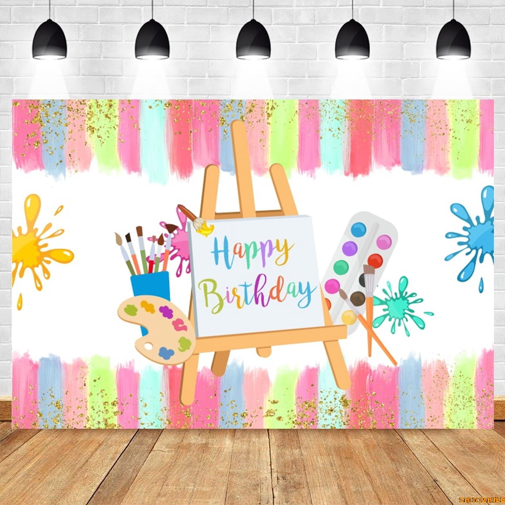 Let's Paint Backdrop Watercolor Graffiti Baby Kid Birthday Party Dress ...