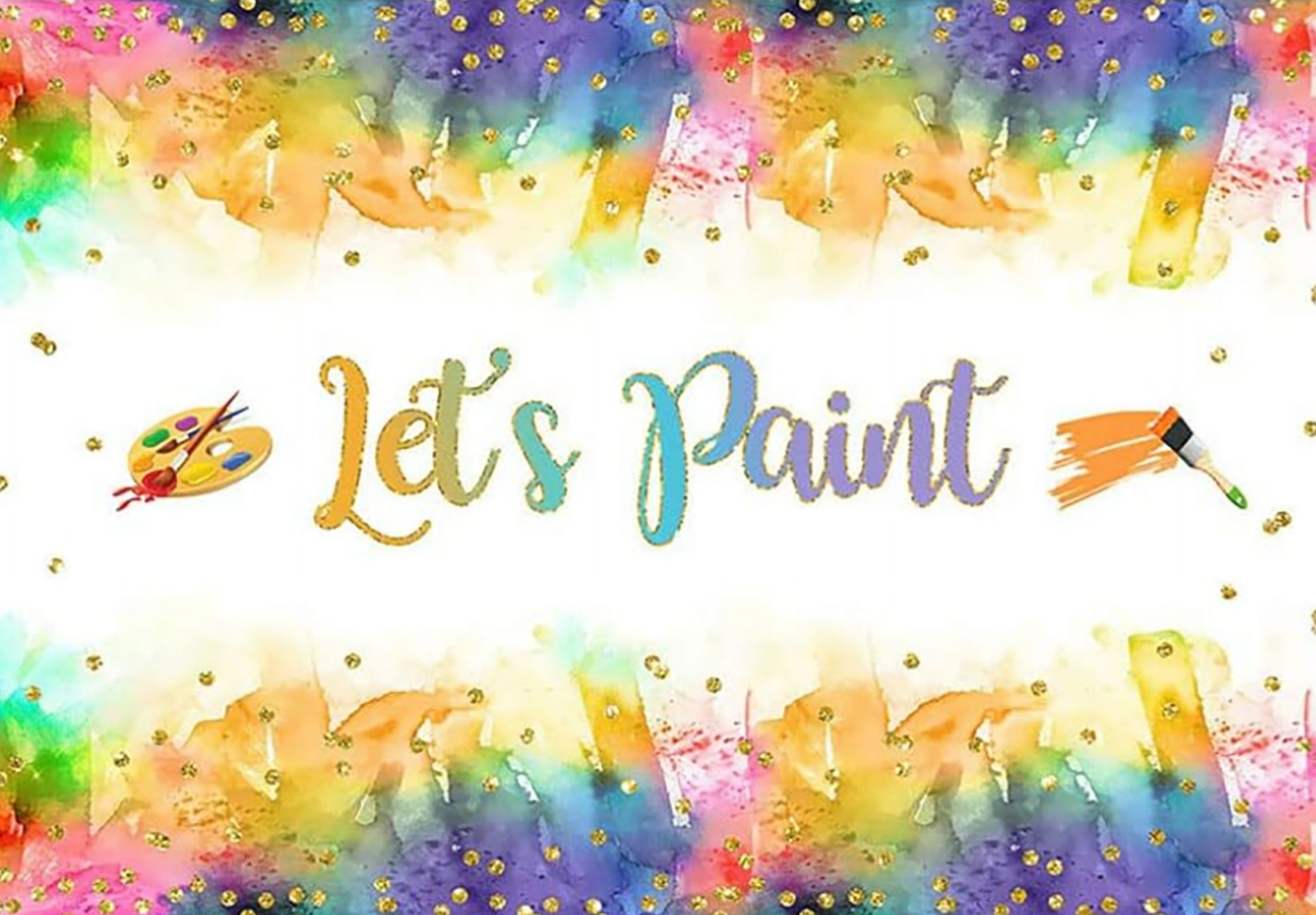Let's Paint Theme Birthday Party Backdrop For Photography Colorful Mess ...