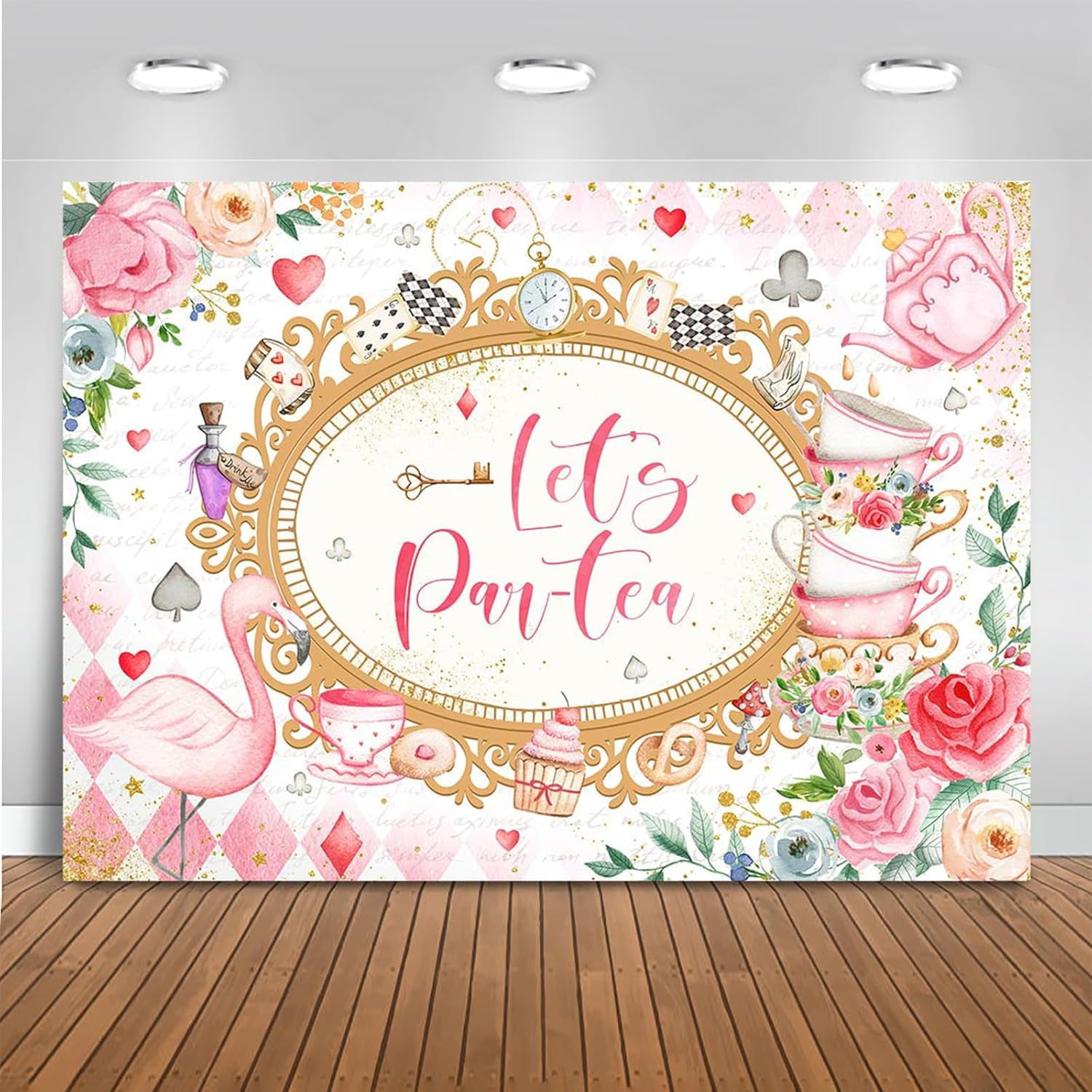 Let's Par-Tea Birthday Backdrop Tea Party for Girls Women Party ...