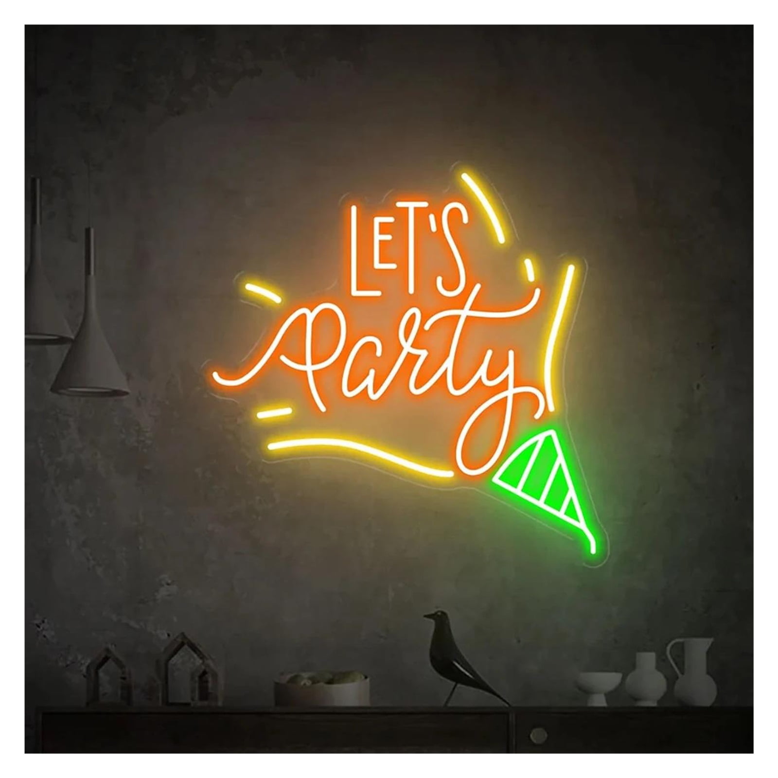 Let's Party Neon Sign USB Powered Adjustable Brightness Ice Cream Neon ...