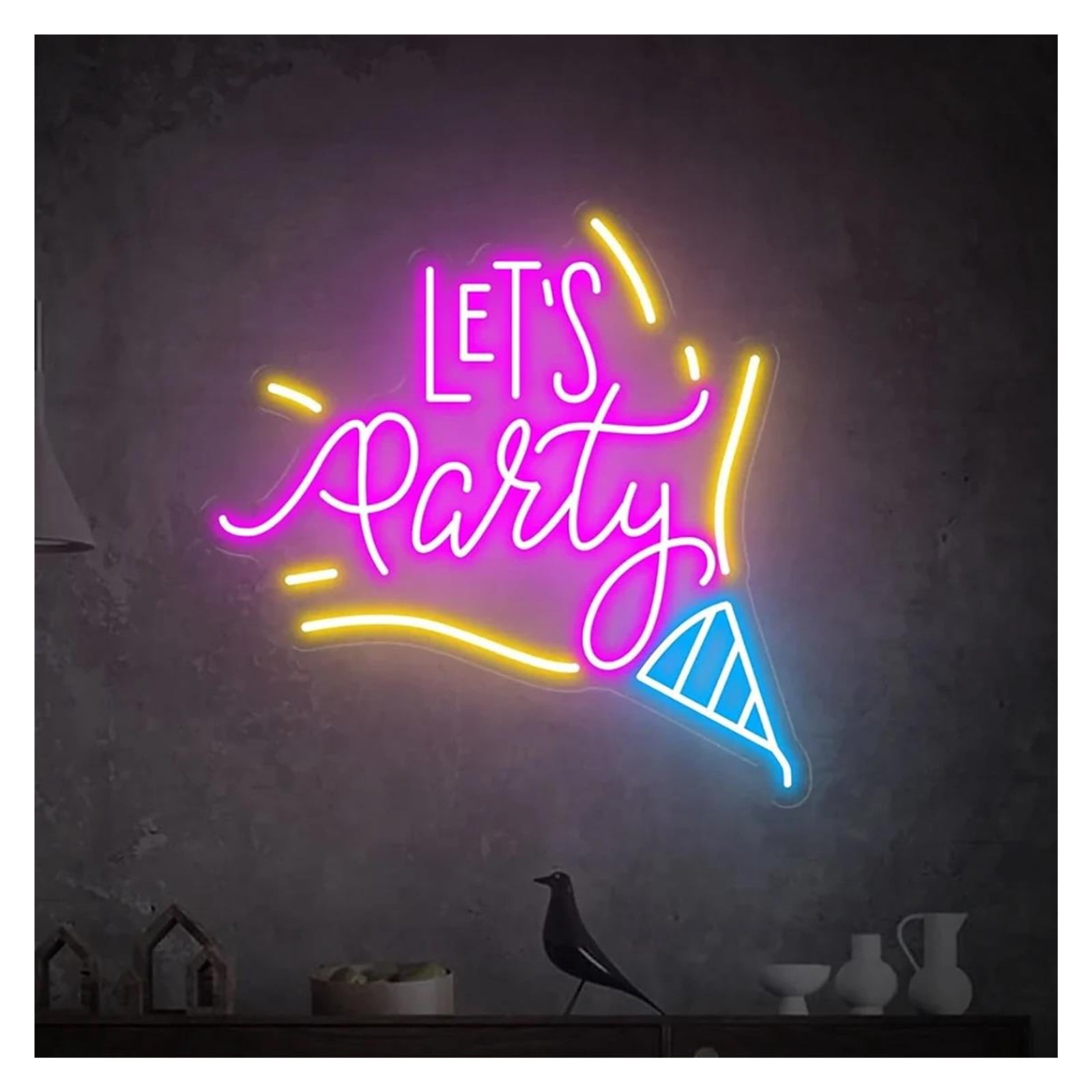 Let's Party Neon Sign USB Powered Adjustable Brightness Ice Cream Neon ...
