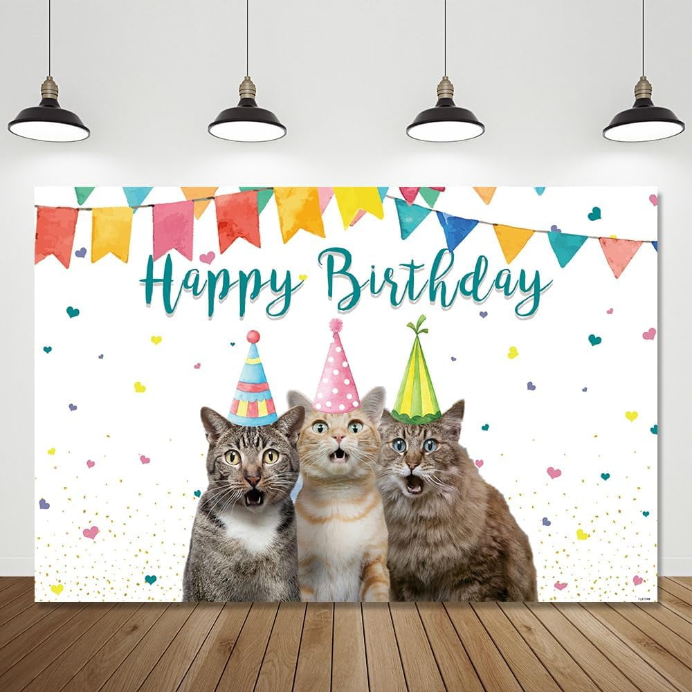 Let’s Pawty Cats Birthday Backdrop are You Kitten Me Happy Birthday ...