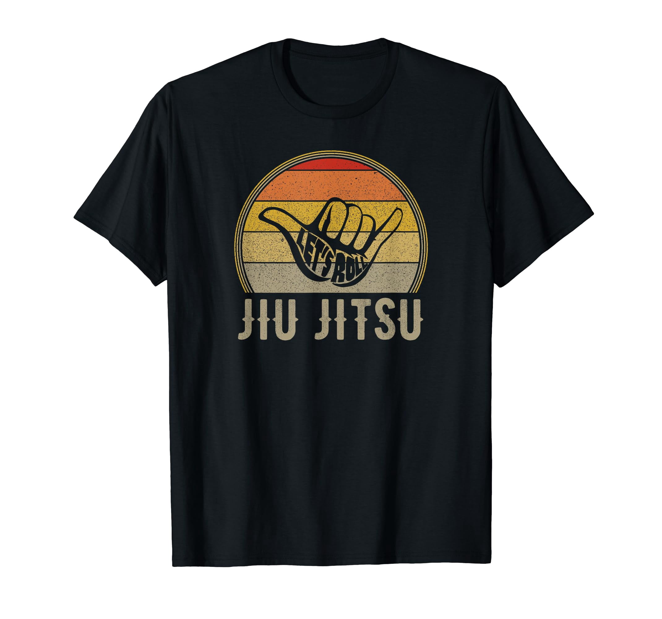 Let's Roll Jiu Jitsu Hand Vintage Sunset Funny Martial Arts T-Shirt ...