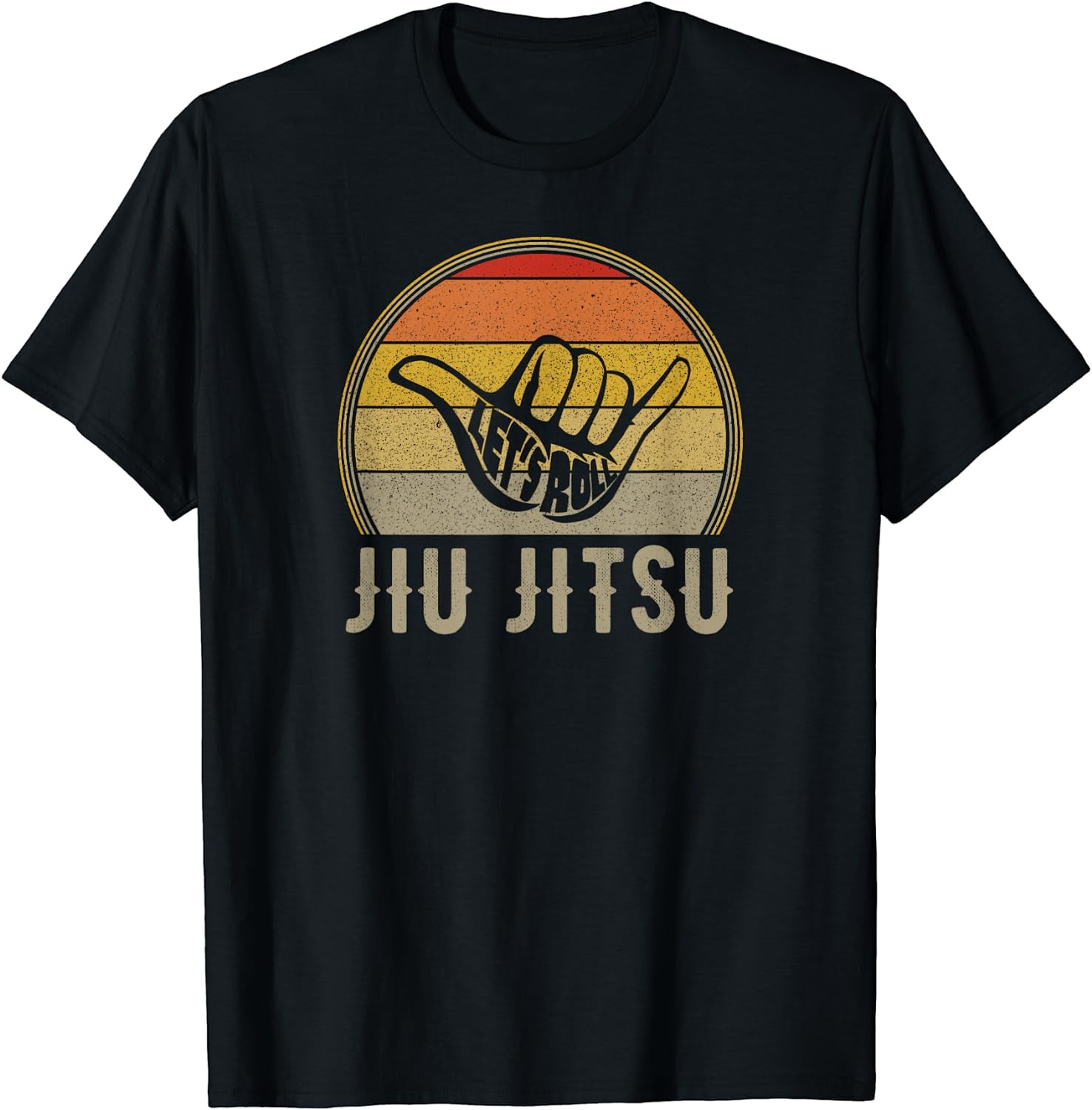 Let's Roll Jiu Jitsu Hand Vintage Sunset Funny Martial Arts T-Shirt ...