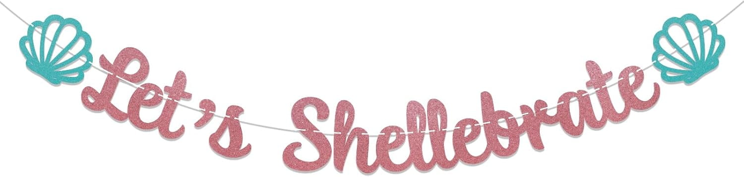 Let's Shellebrate Banner - Seashell Bridal Shower Bachelorette Party ...