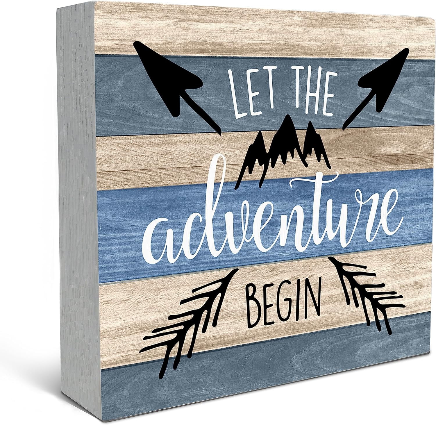 Let the Adventure Begin Wood Box Sign Desk Decor,Rustic Camping Wooden ...