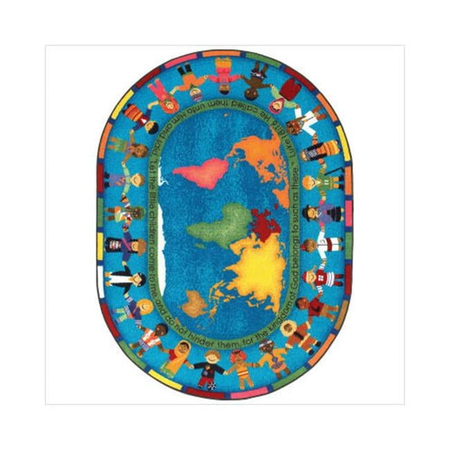 Let the Children Come 5 ft.4 in. x 7 ft.8 in. Oval WearOn Nylon Machine ...