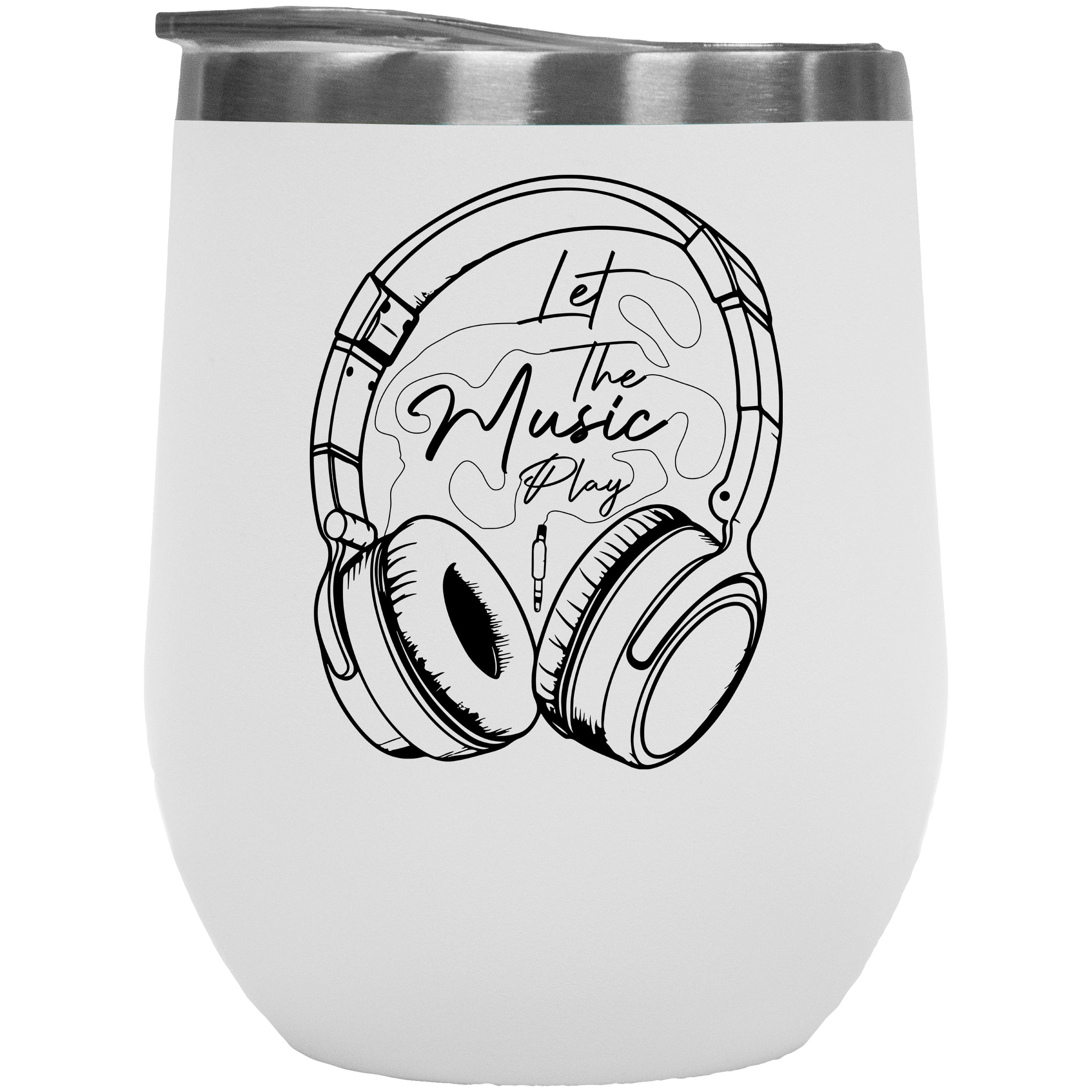 Let the Music Play feat. a Headphone, Music Lover or Musician, White ...