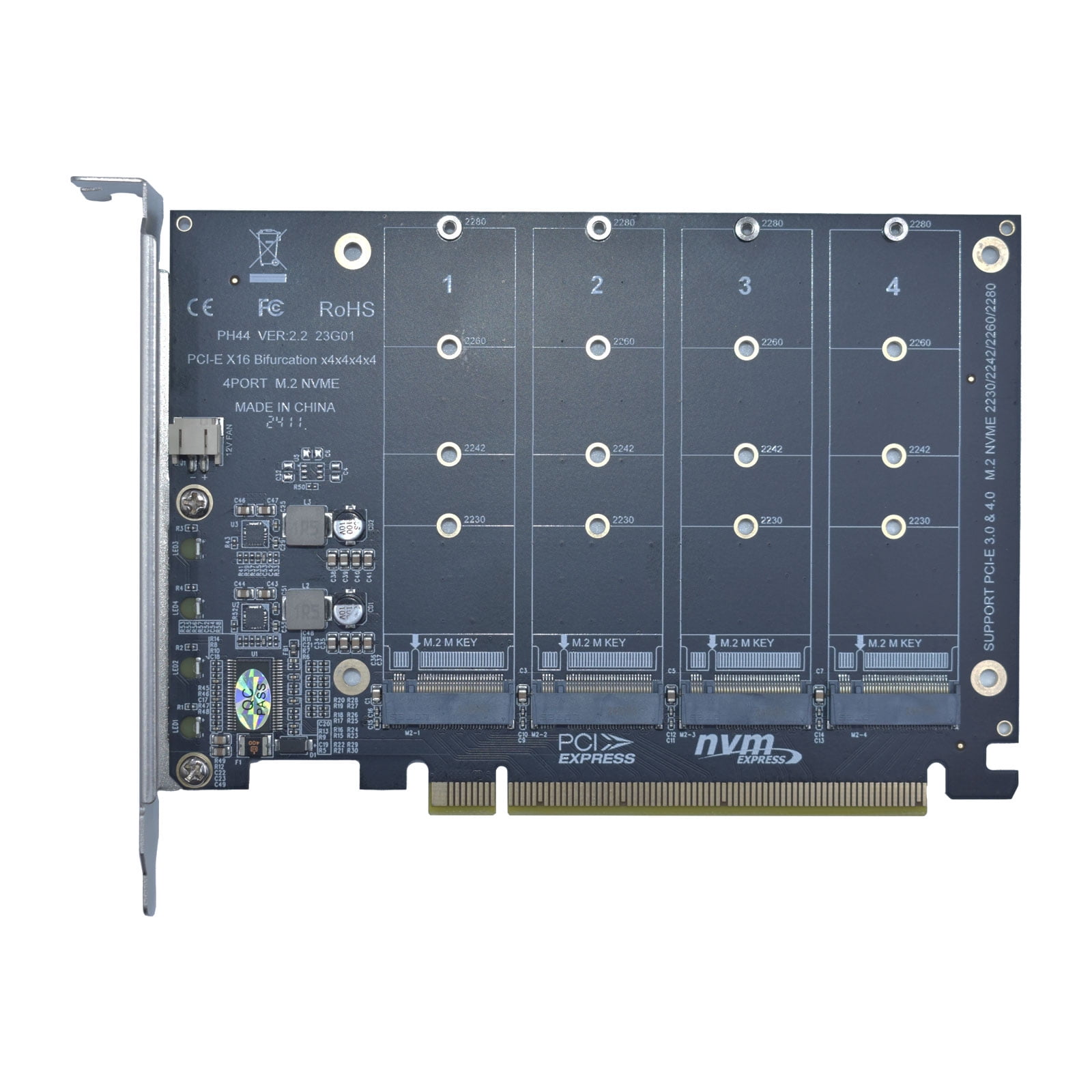 LetLinkSo M.2 PCIe Adapter x16 Gen4 for 4 Ports M2 SSDs, PCIe M.2 ...