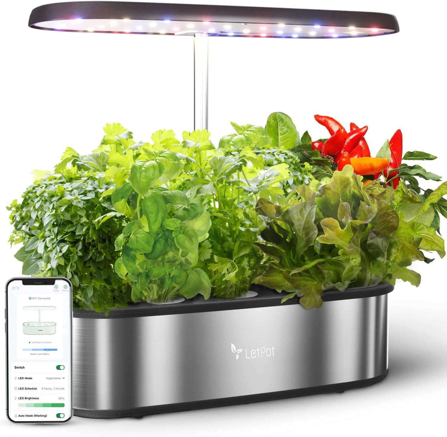 LetPot 12-Pod Smart Hydroponics System SE Indoor Growing System, APP ...