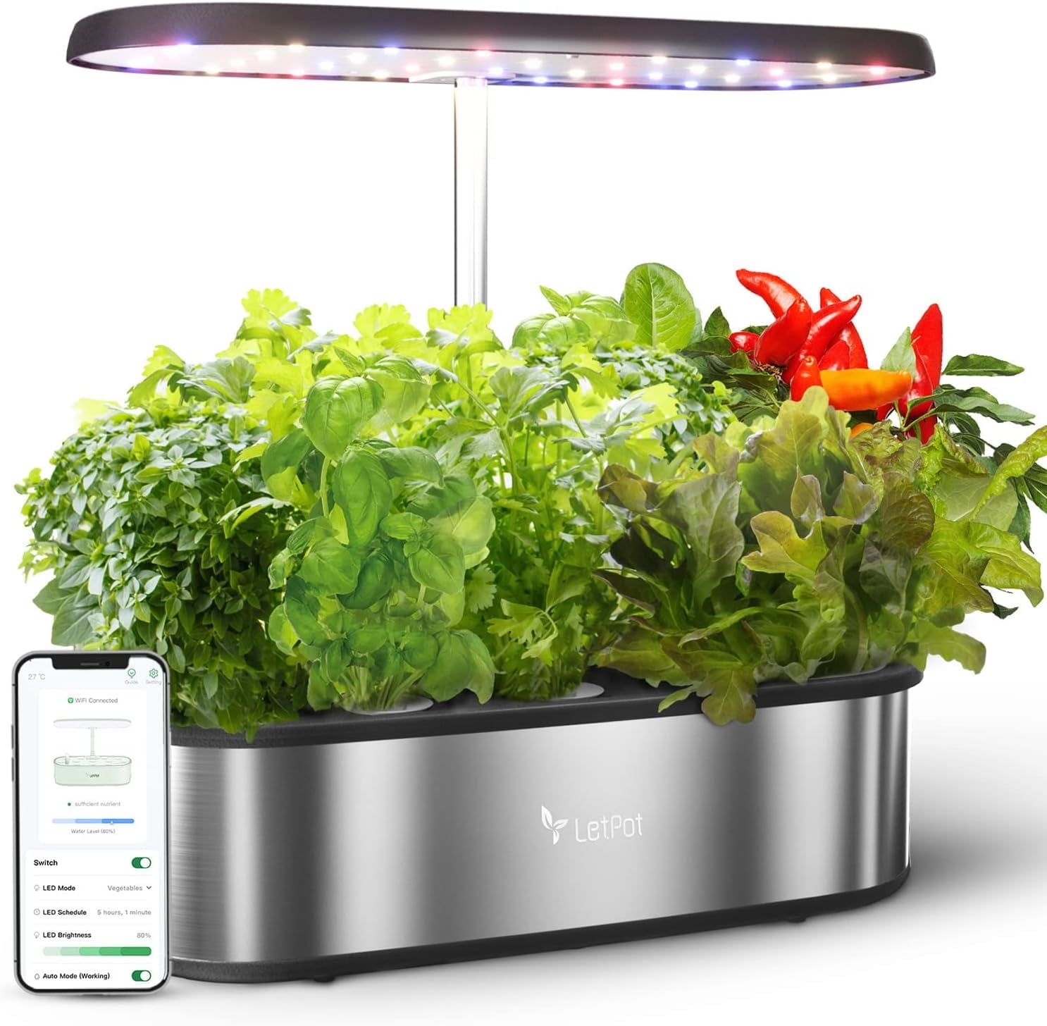 LetPot 12-Pod Smart Hydroponics System SE Indoor Growing System, APP ...