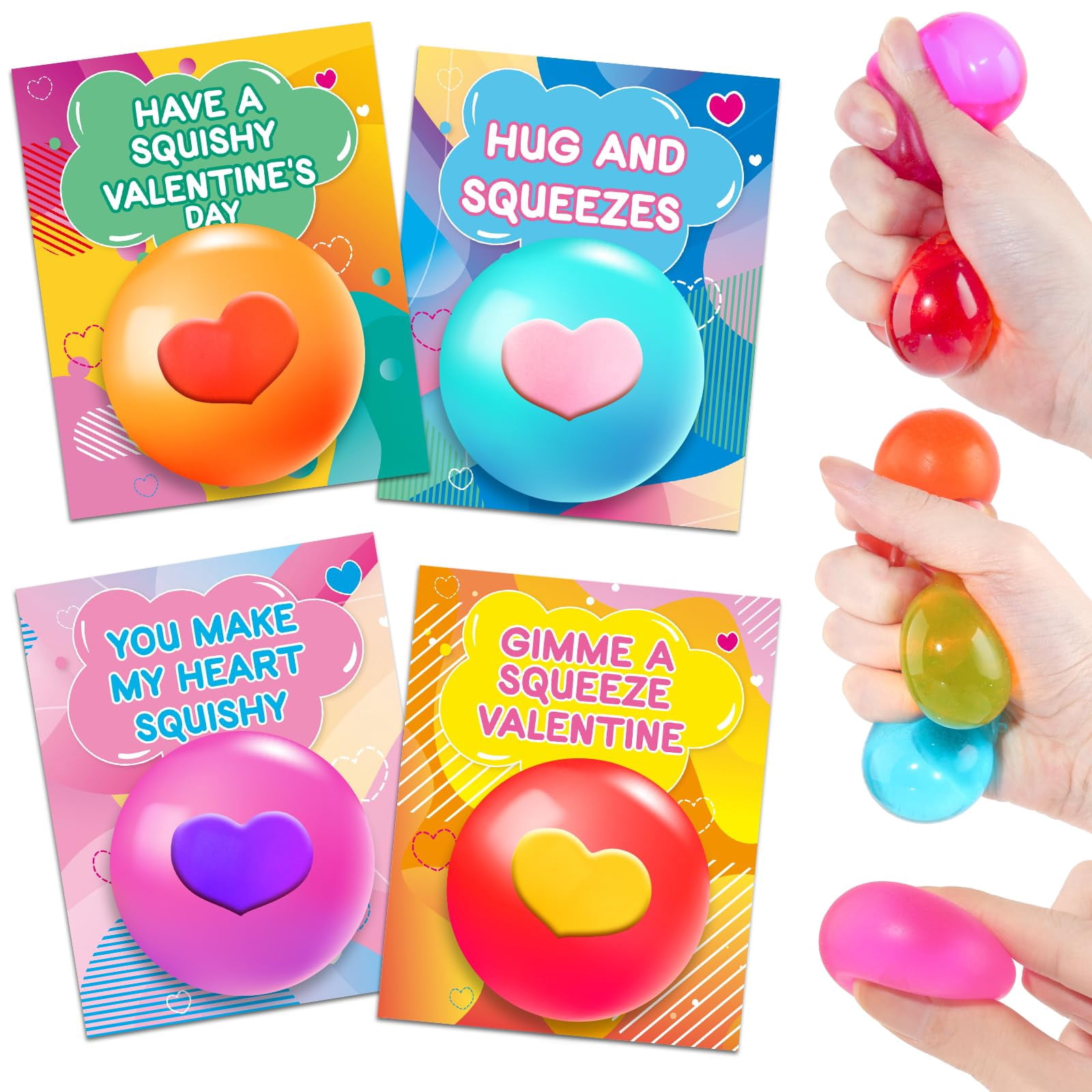 Letapapa 24 Pack Valentine‘s Day Cards with Squeeze Stress Balls for ...