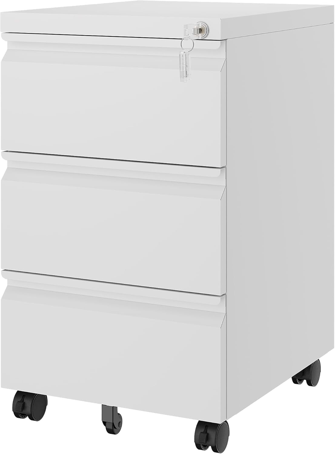 Letaya 3 Drawer Mobile File Cabinet with Lock, Under Desk Metal Rolling ...
