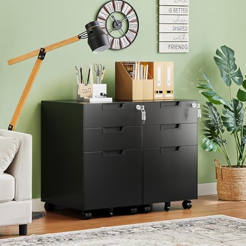 Letaya 3 Drawer Mobile File Cabinet with Lock,Under Desk Metal Small ...