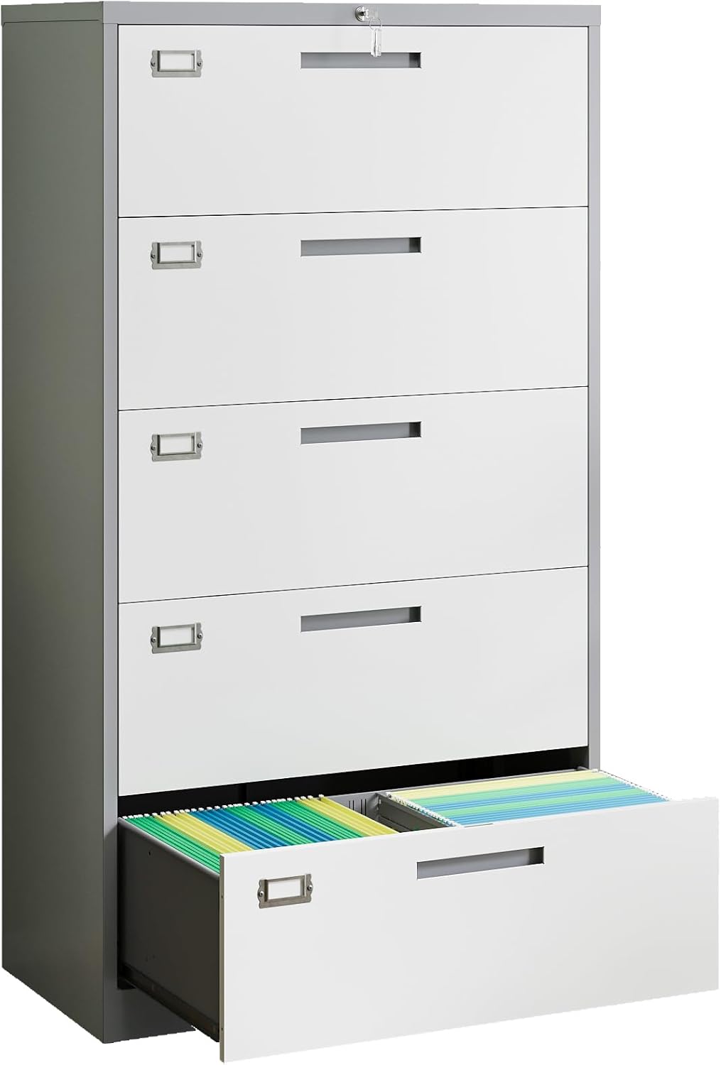 Letaya 5 Drawer Metal Lateral Filing Cabinets, File Cabinet with Lock ...