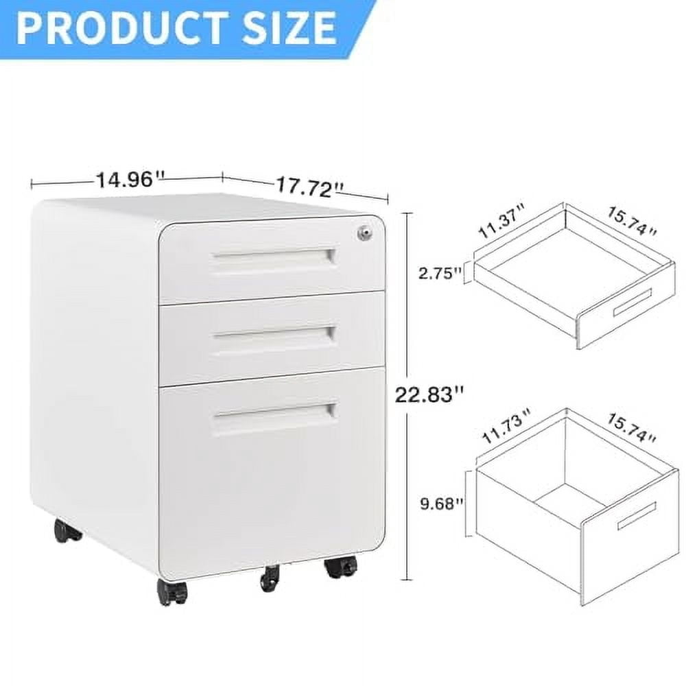 Letaya File Cabinet, 3 Drawer Filing Cabinets for Home Office with Lock ...