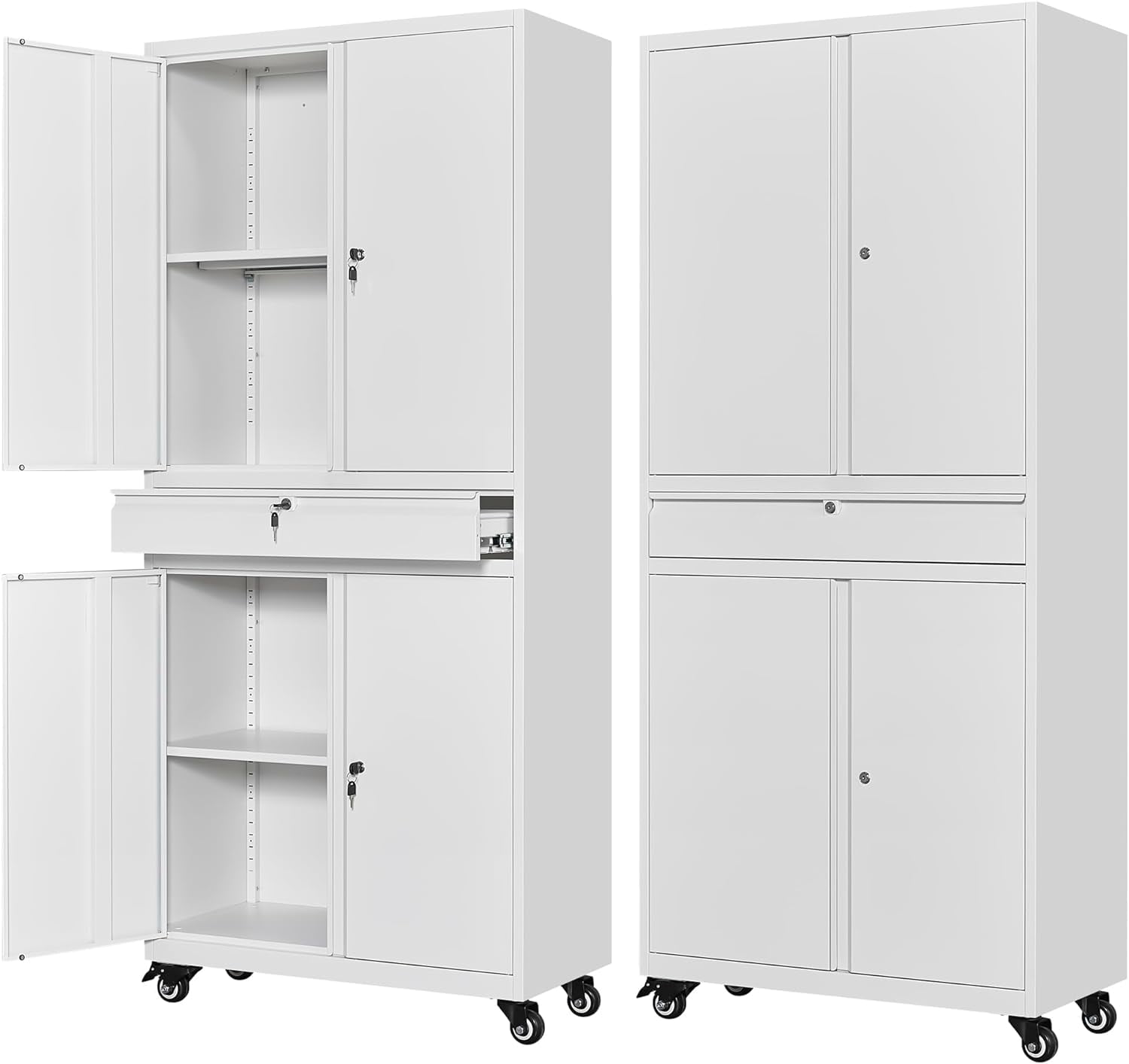 Letaya Metal Garage Storage Cabinet with Wheels,72“ Rolling Tool ...