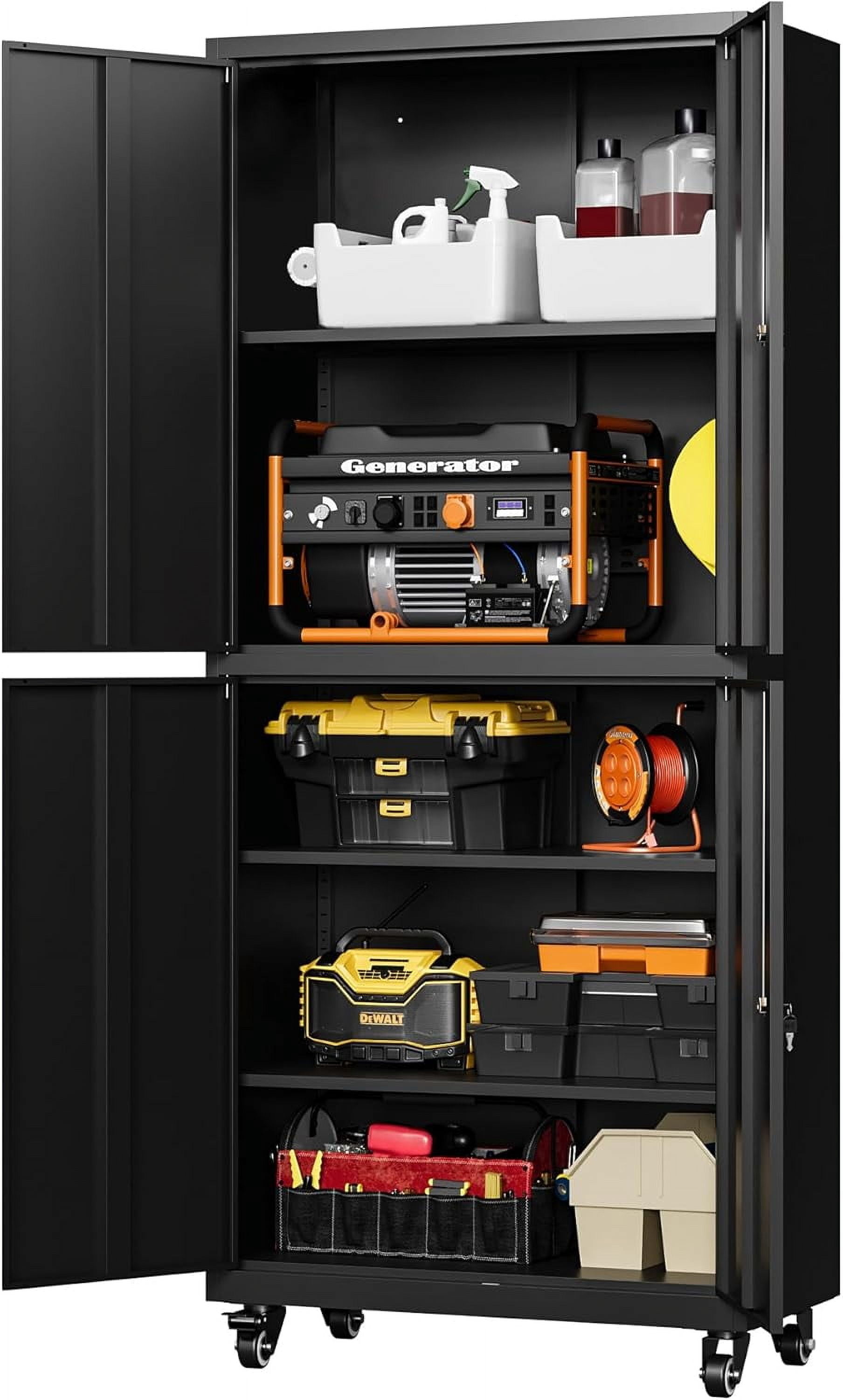Letaya Metal Garage Storage Cabinet with Wheels,Steel Tool Rolling ...