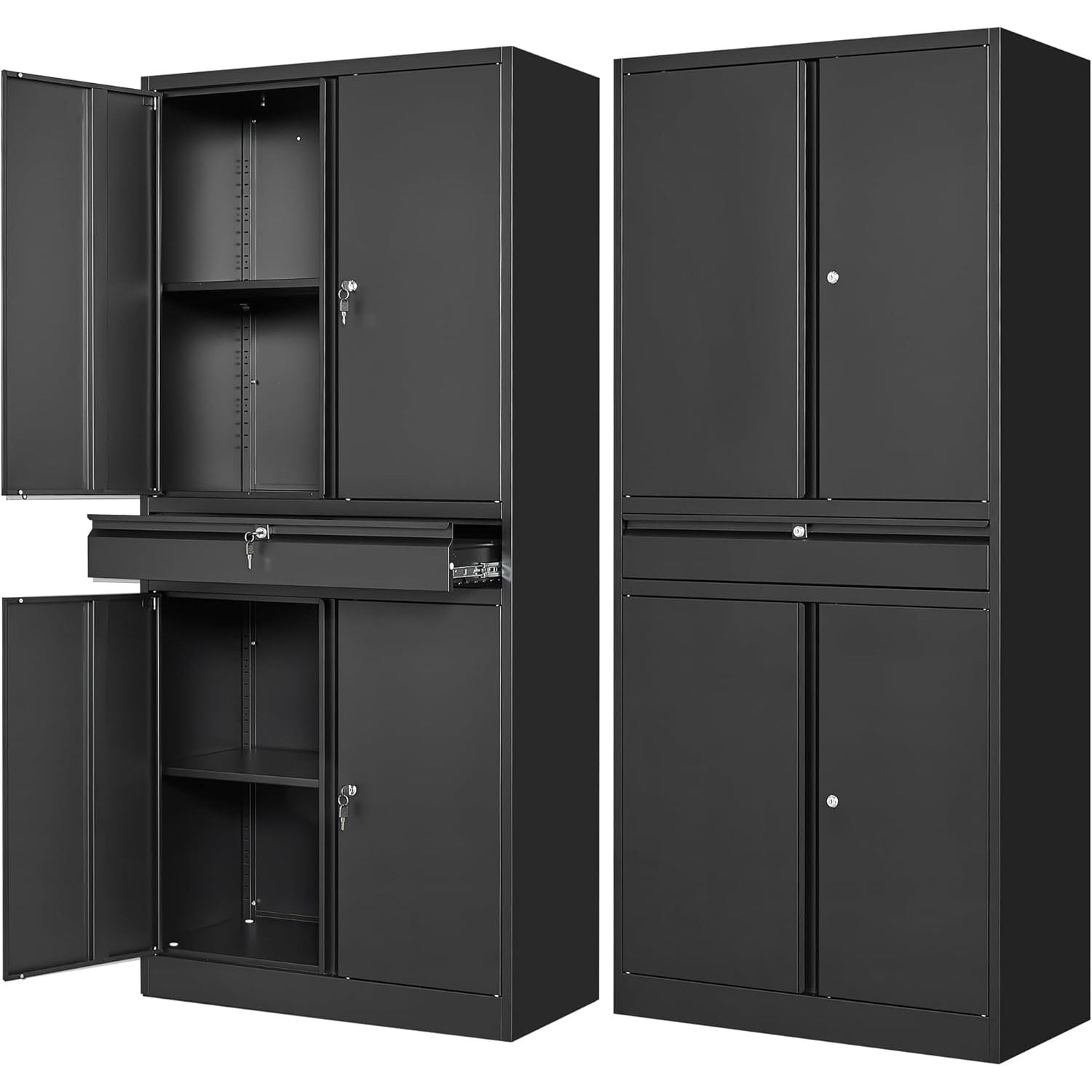 Letaya Metal Garage Storage Cabinet with Drawer,4 Door Tool Cabinet ...