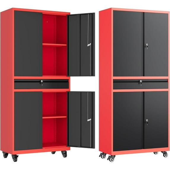 Letaya Metal Garage Storage Cabinet with Wheels,Rolling Tool Cabinet ...