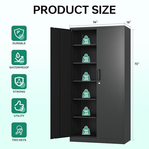 Letaya Metal Garage Storage Cabinets with Lock-72 Tall Tool Organizer ...