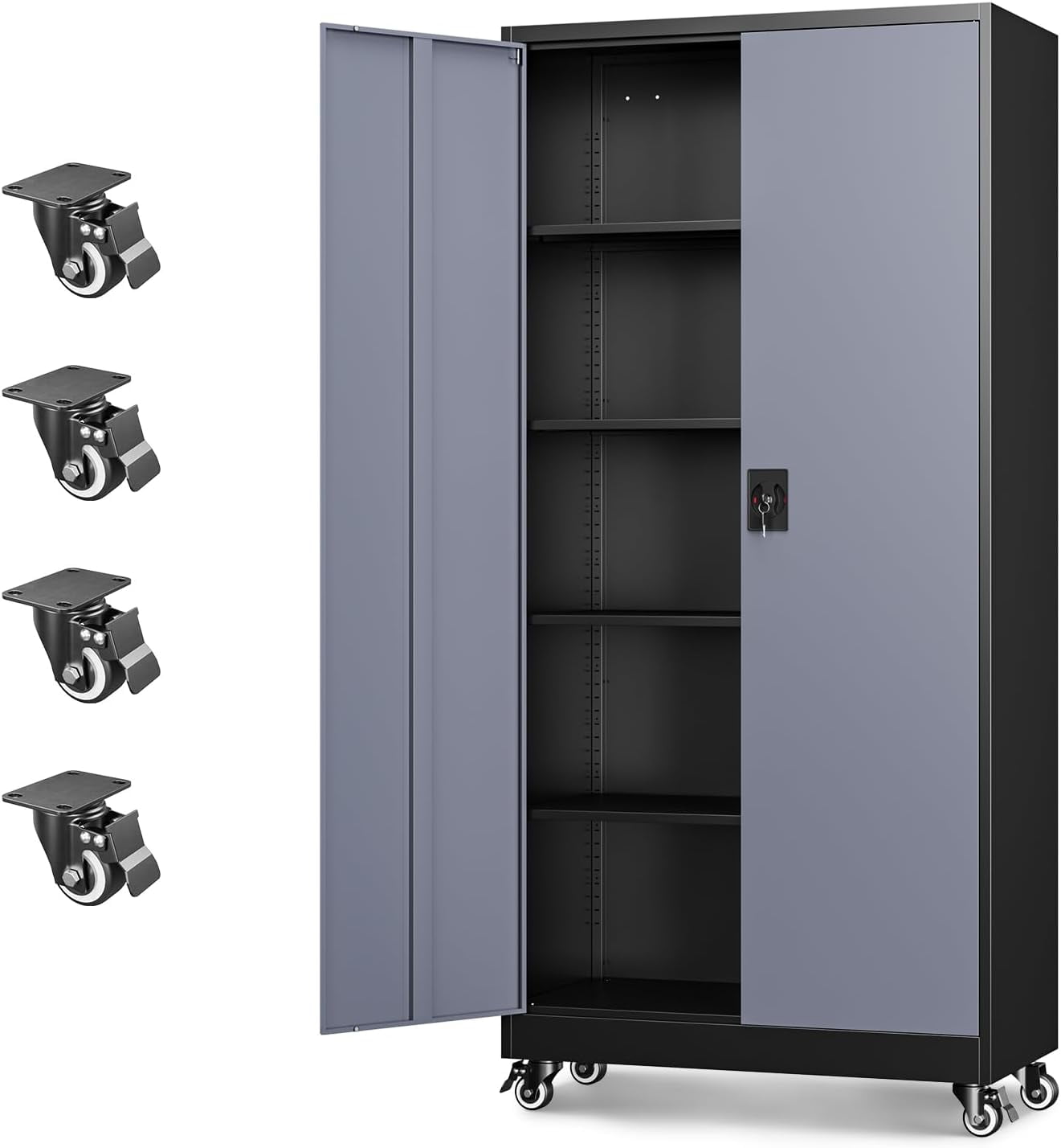 Letaya Metal Garage Storage Cabinets with Lock Door and Adjustable ...