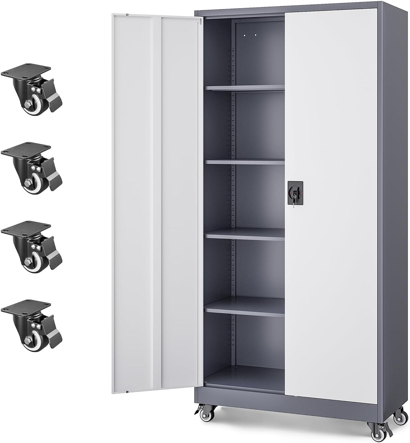 Letaya Metal Garage Storage Cabinets with Lock Door and Adjustable ...
