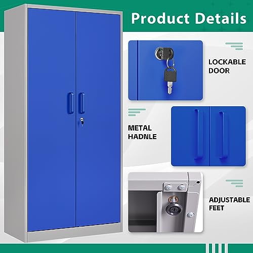 Letaya Metal Garage Storage Cabinets with Lock Door and Adjustable ...