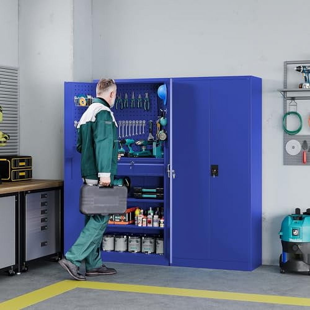 Letaya Metal Garage Tool Storage Cabinets with Pegboard, 71" Heavy Duty ...