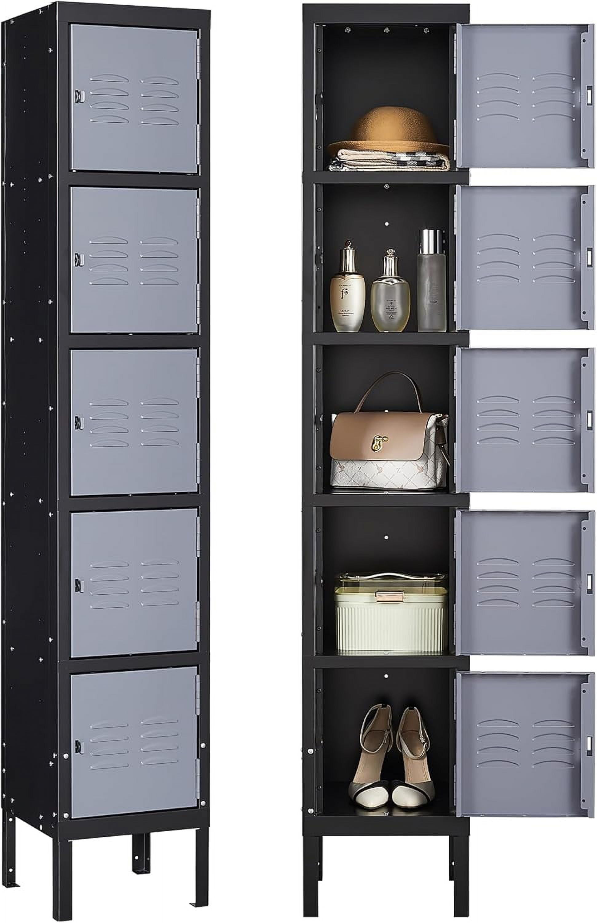 Letaya Metal Locker for Employees,5 Tiered Lockable Storage Organizer ...